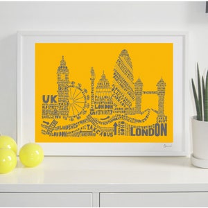 London Skyline Typography Print - Etsy