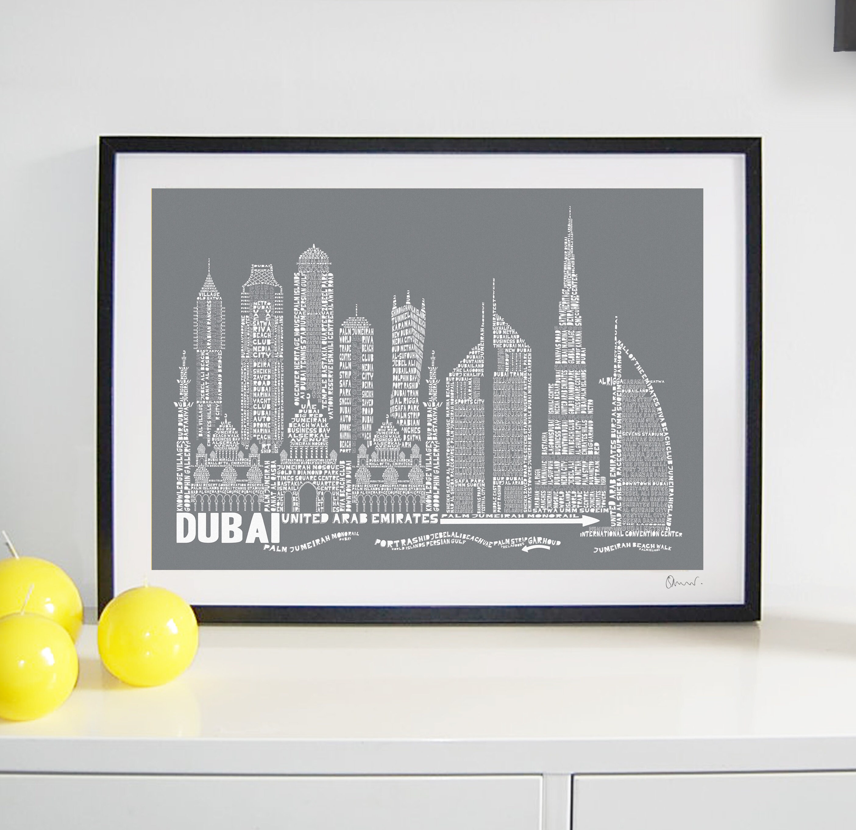 Dubai Skyline Typography Print - Etsy