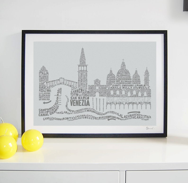 Venice Skyline Typography Print - Etsy