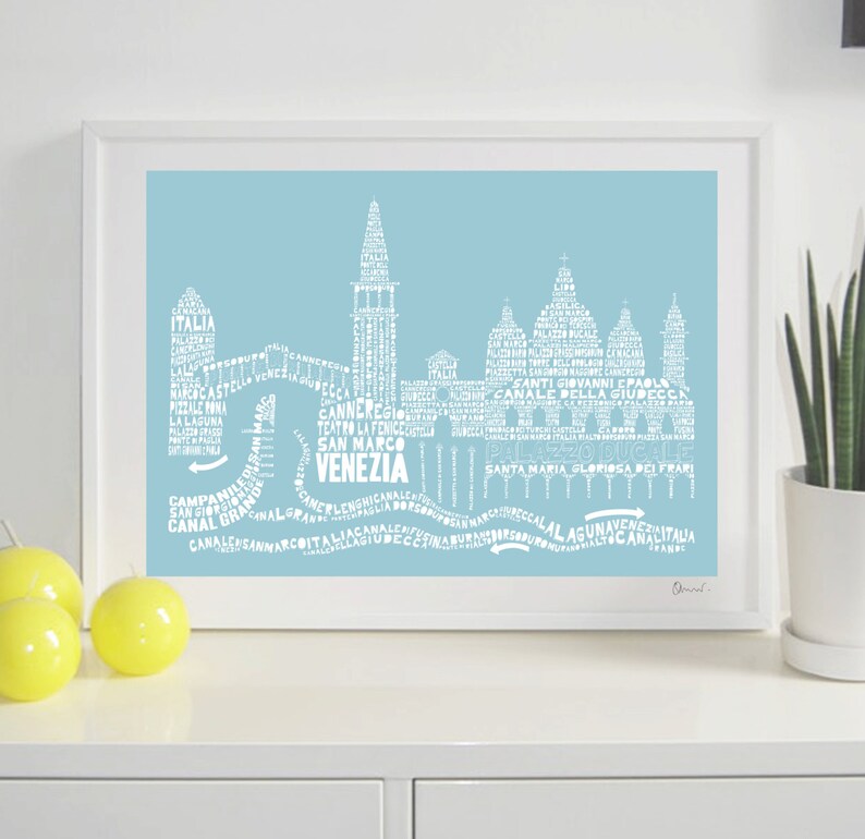 Venice Skyline Typography Print - Etsy