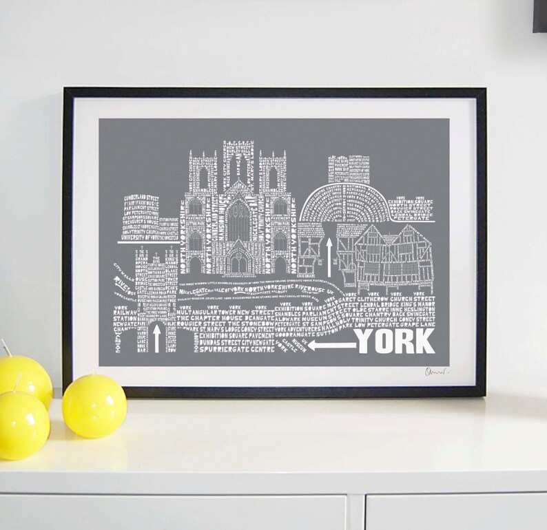 York Skyline Typography Print - Etsy