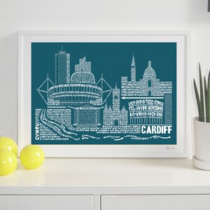 Cardiff Skyline Typography Print - Etsy