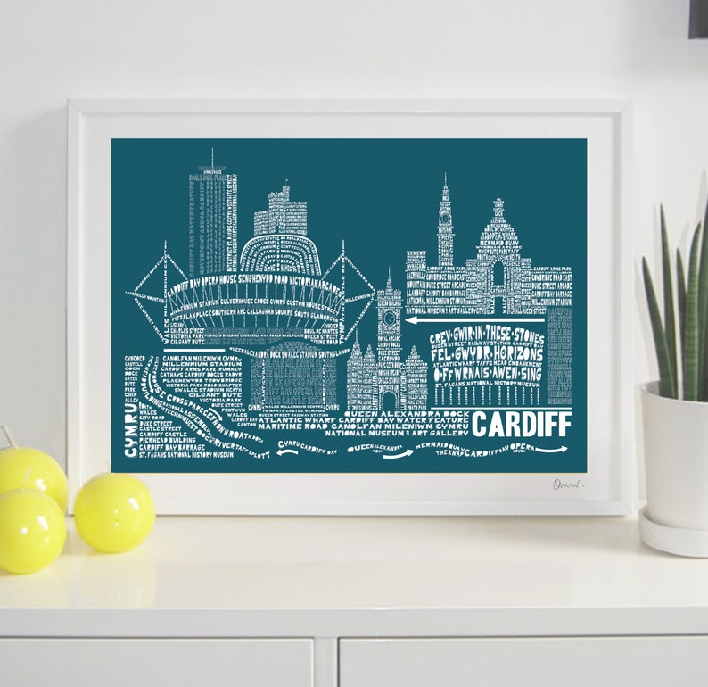 Cardiff Skyline Typography Print - Etsy