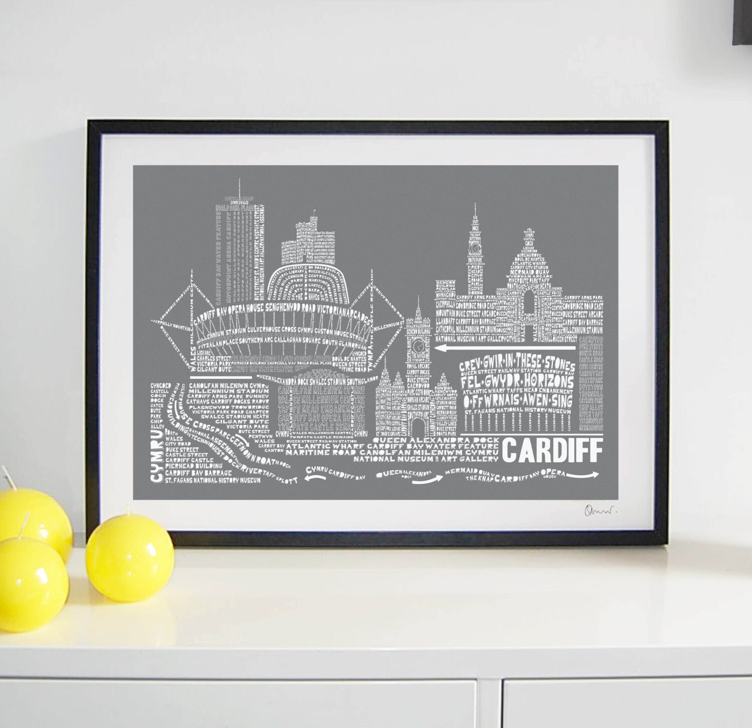 Cardiff Skyline Typography Print - Etsy