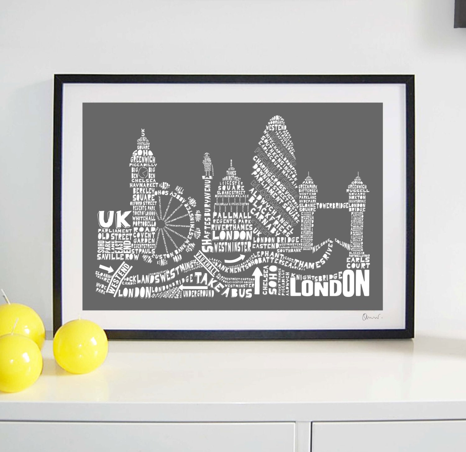 London Skyline Typography Print - Etsy