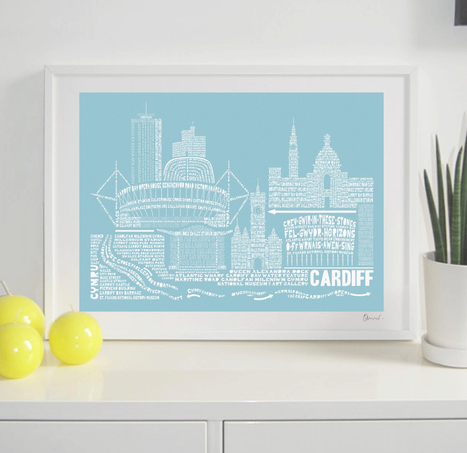 Cardiff Skyline Typography Print - Etsy