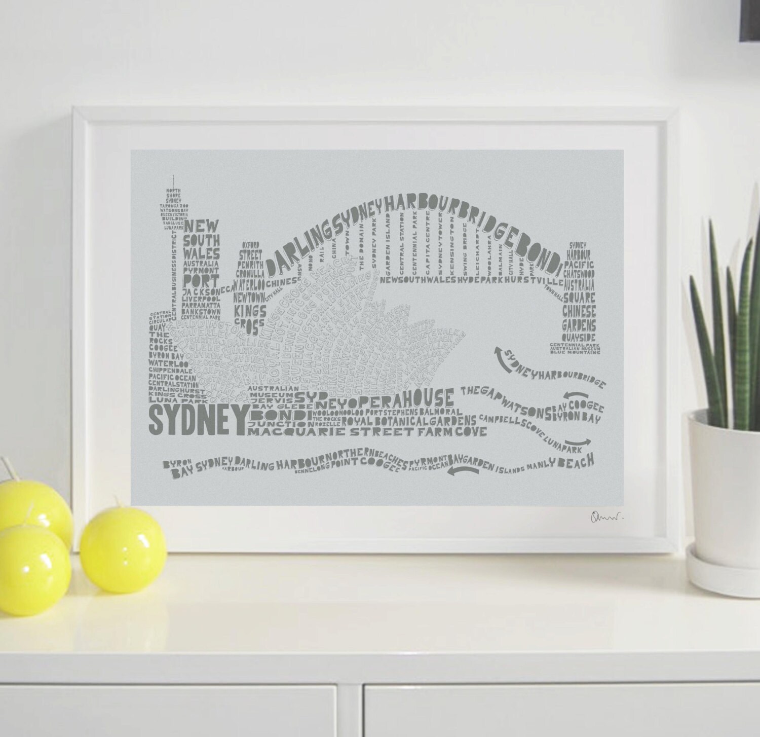 Sydney Skyline Typography Print - Etsy