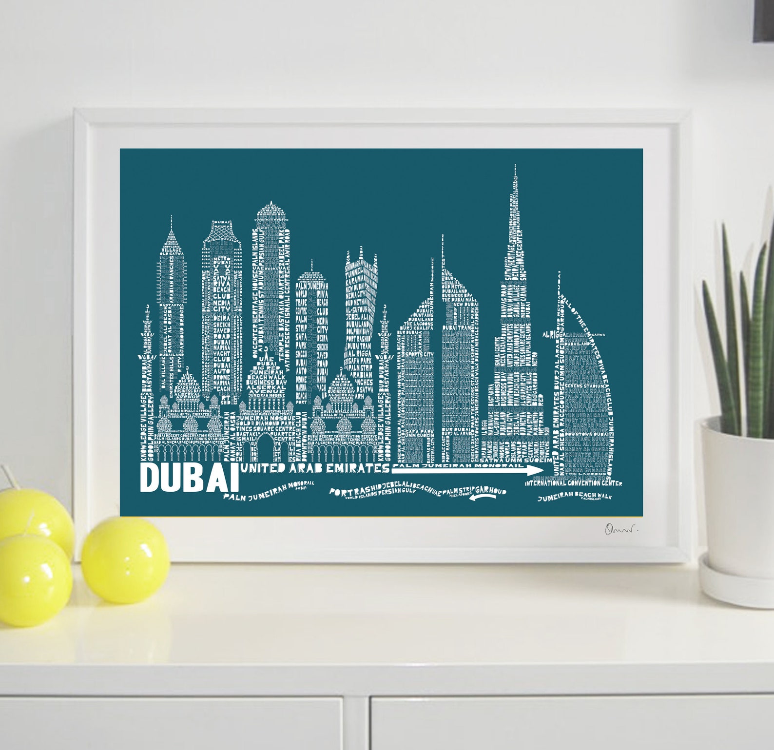 Dubai Skyline Typography Print - Etsy