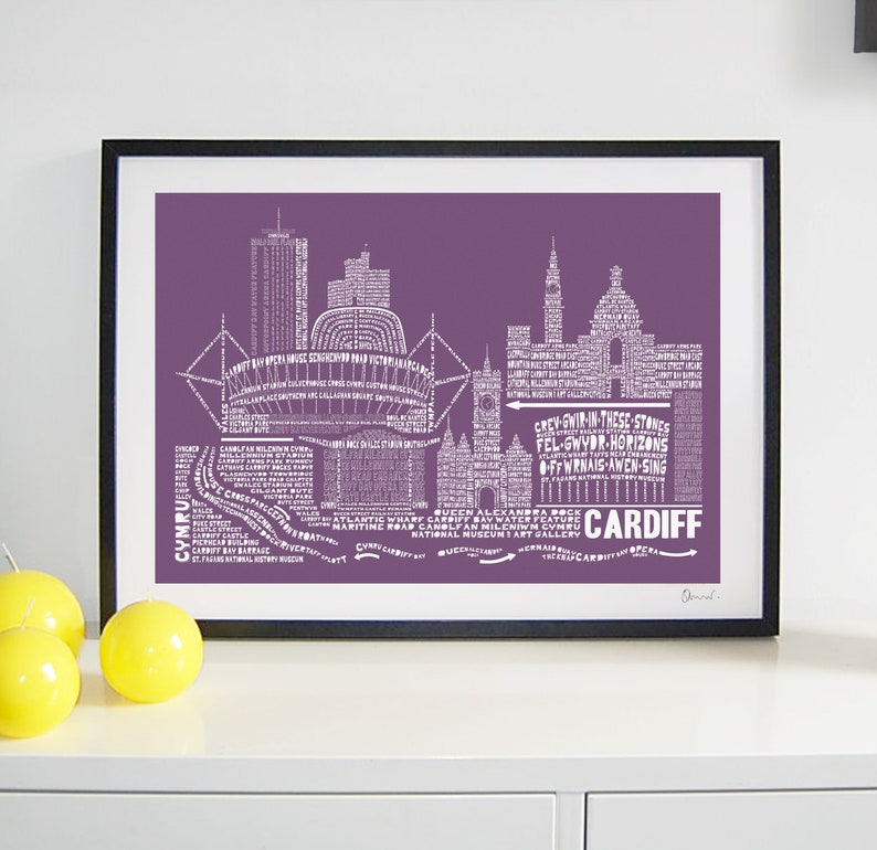 Cardiff Skyline Typography Print - Etsy