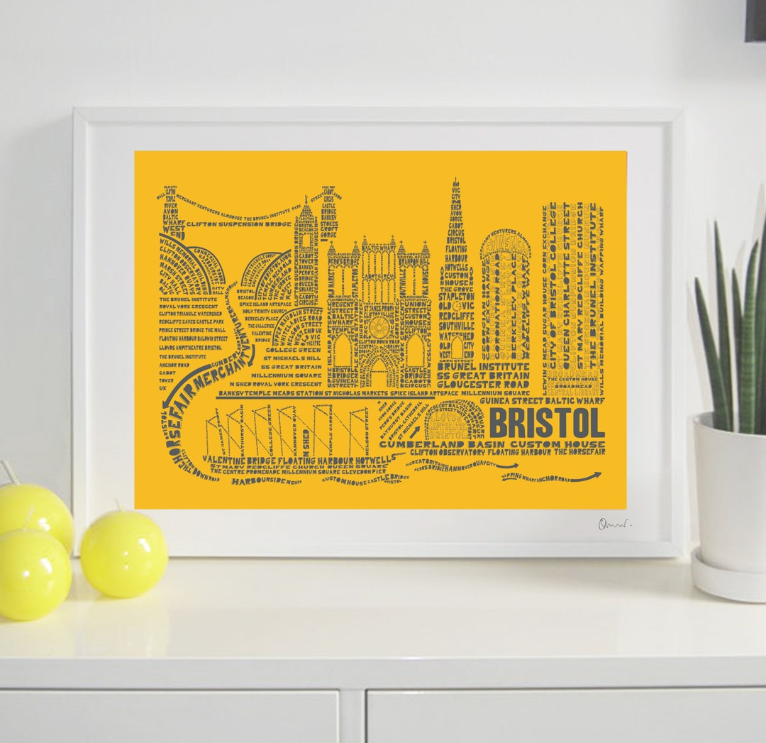 Bristol Skyline Typography Print - Etsy