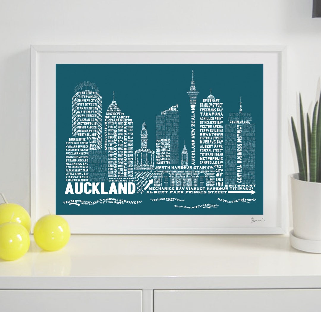 Auckland Skyline Typography Print - Etsy