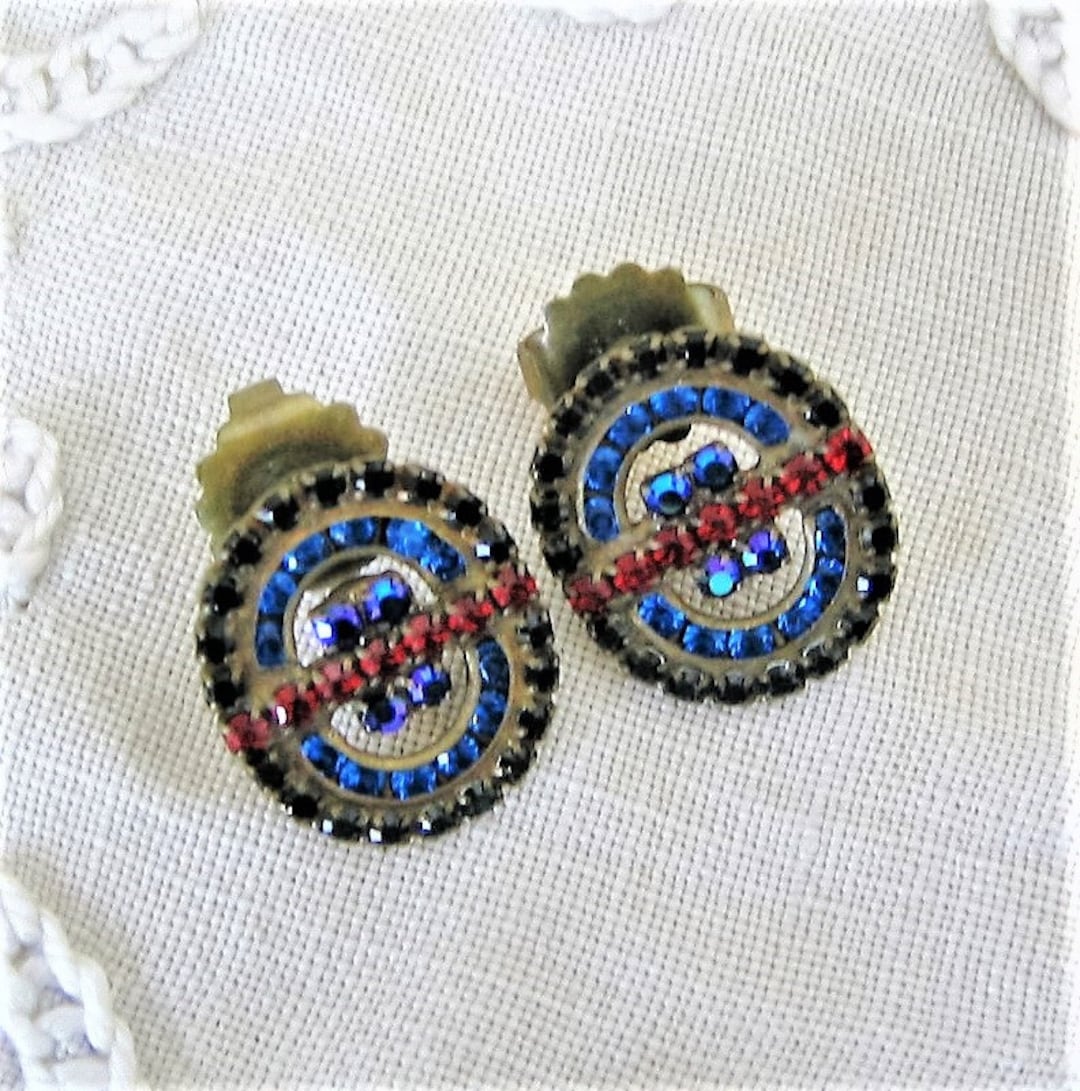 Vintage SORRELLI EARRINGS Rhinestone Designer Pierced Earrings Vintage ...