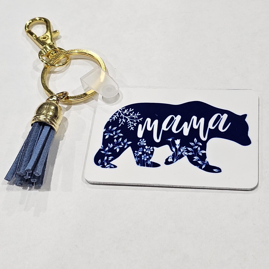 Mama Bear Keychain: Aluminum Floral Bear, Gift for Mom - Etsy