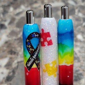 Autism Awareness Gel Pen, Autism Ribbon Inkjoy Pen, Autism Puzzle Piece ...