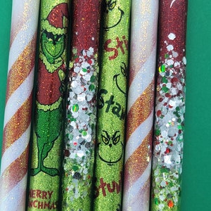 Holiday Glitter Gel Pens, Grinch, Christmas Pens, Stocking Stuffers - Etsy