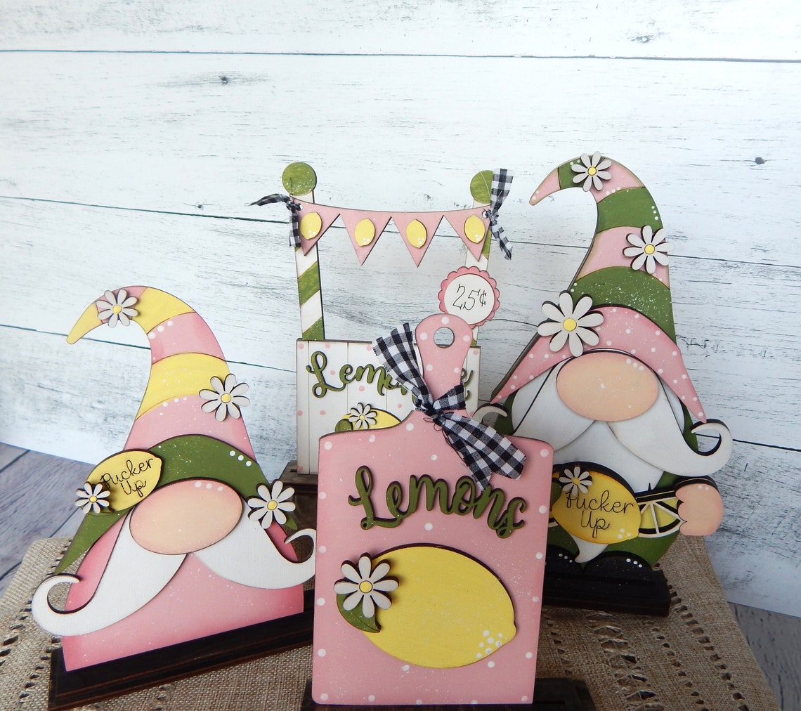 Handpainted Lemonade Tiered Tray Decor Set, Summer Mantle Accents - Etsy