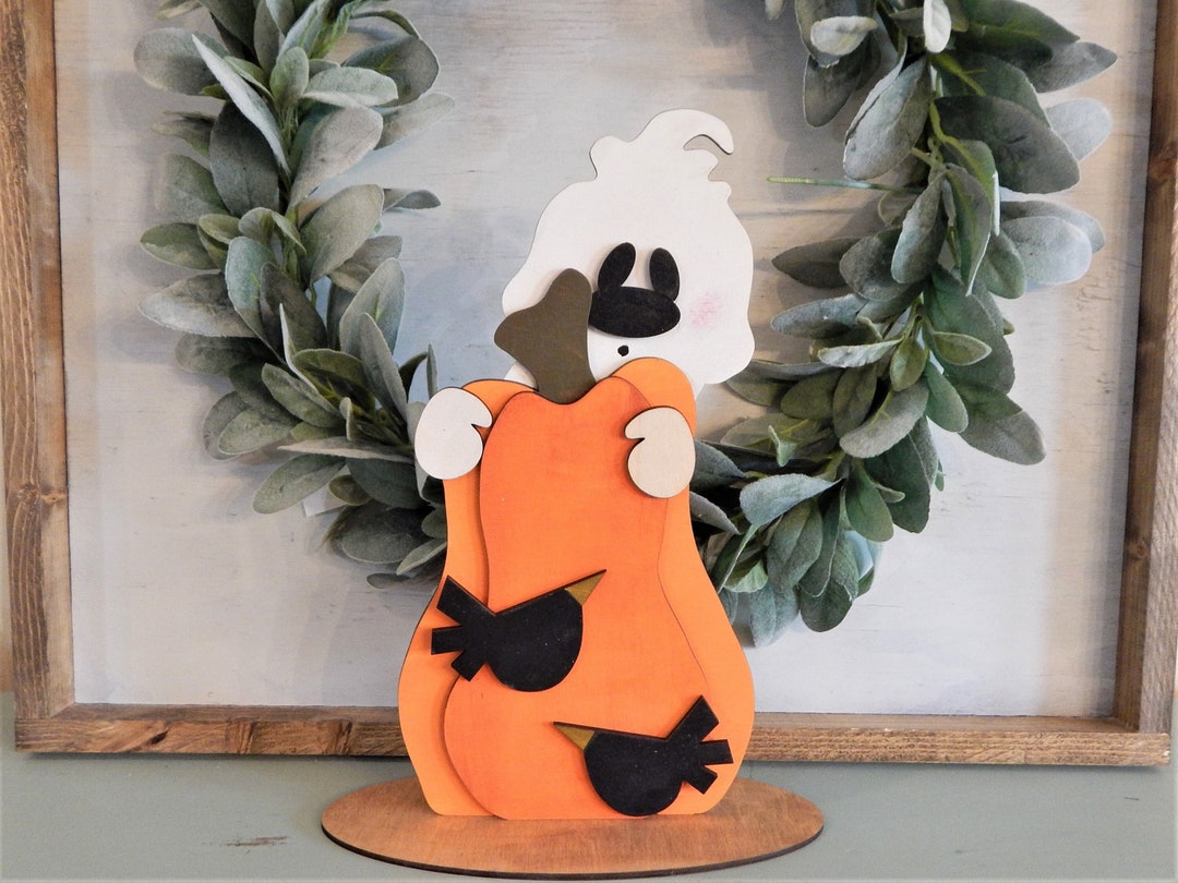 Wood Ghost and Pumpkin, Halloween Décor, Fall Décor, Wood Halloween ...