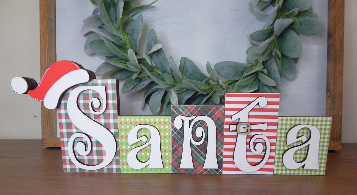 Santa Word Blocks Christmas Decor, Santa Decor, Christmas Decor, Hohoho ...