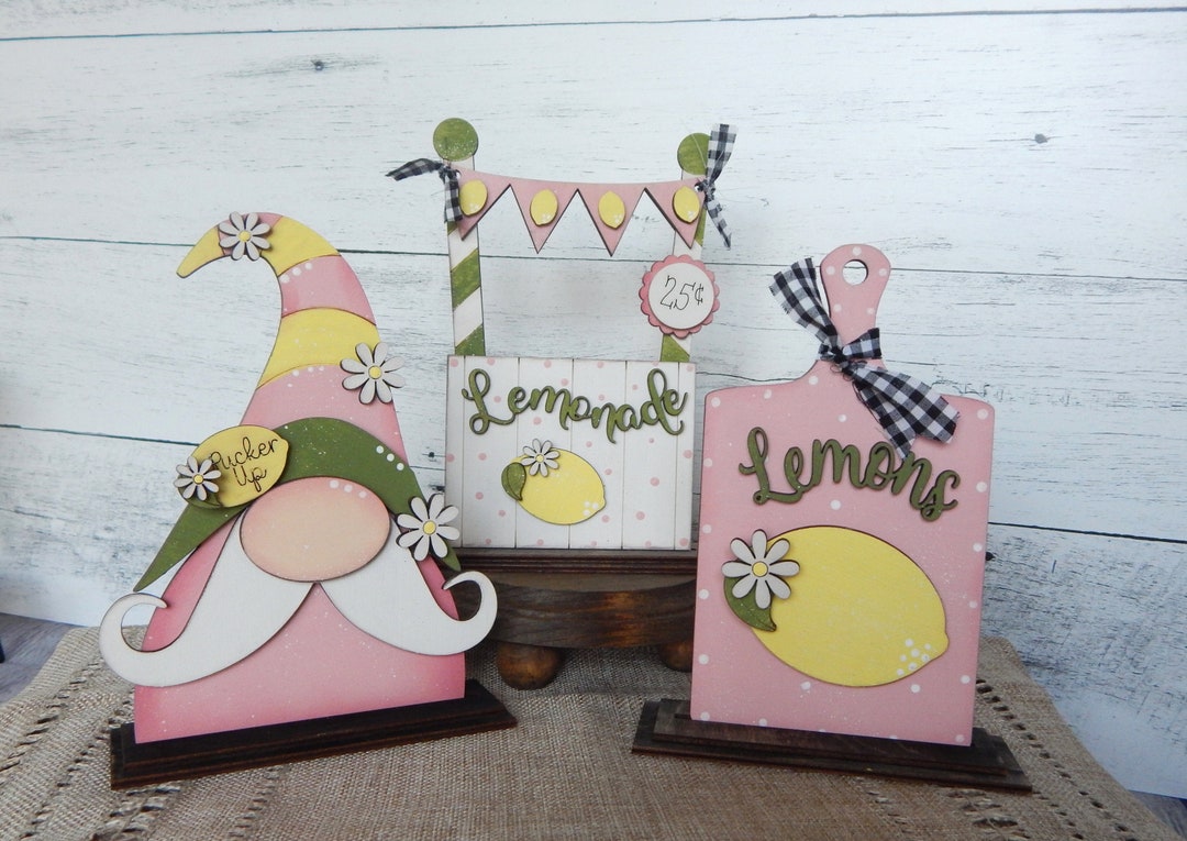 Lemonade Summer Tiered Tray Set, Lemonade Mantle Decor, Lemonade Table ...