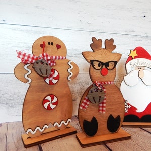 Standing Santa, Reindeer and Gingerbread Man Set, Holiday Decor ...