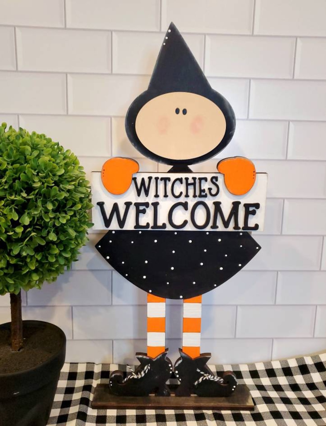 Halloween Welcome Standing Witch, Halloween Decor, Wood Halloween Decor ...