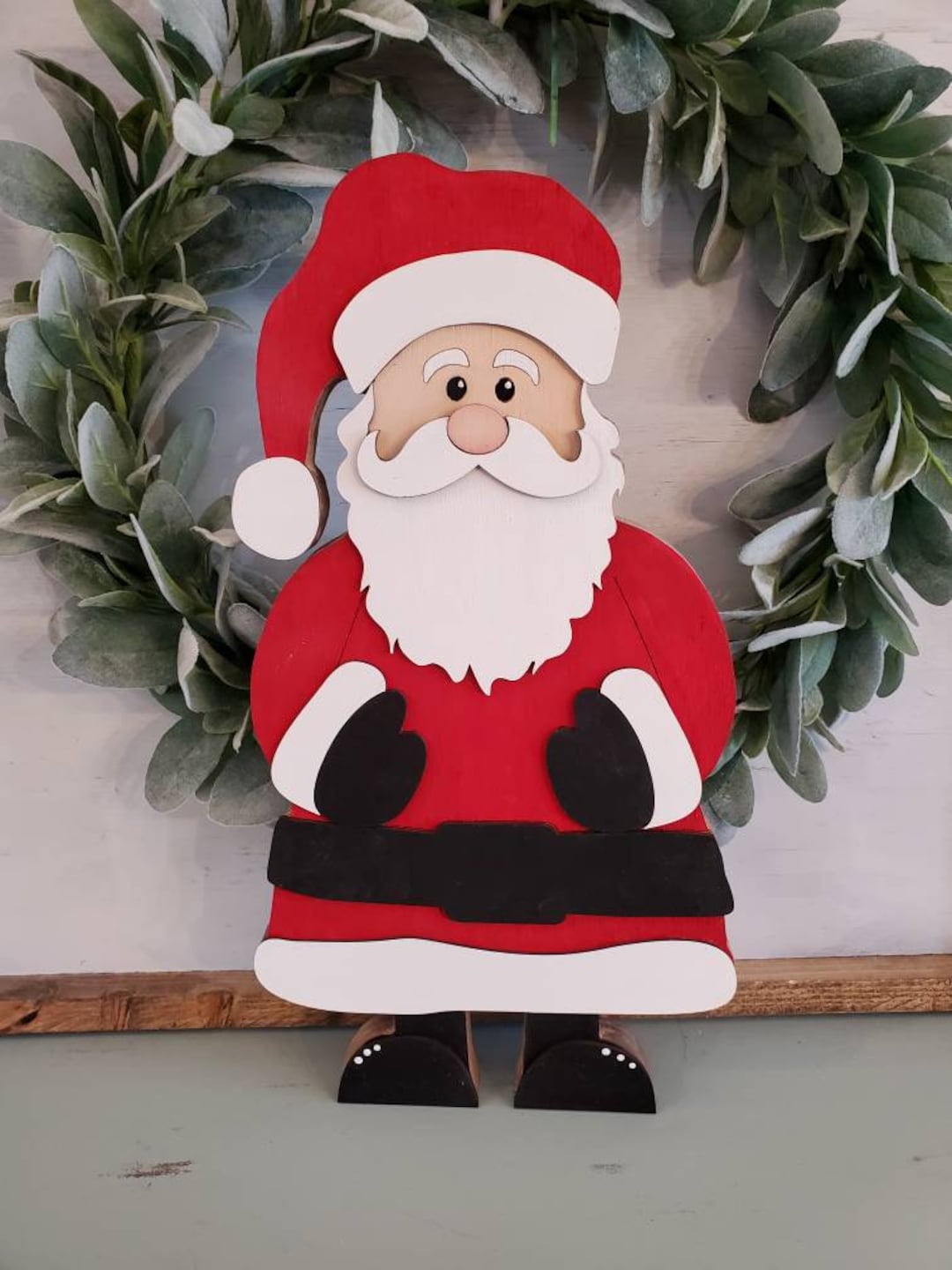 Wood Santa Mantle Decor for Christmas, Chunky Santa Decor, Christmas ...