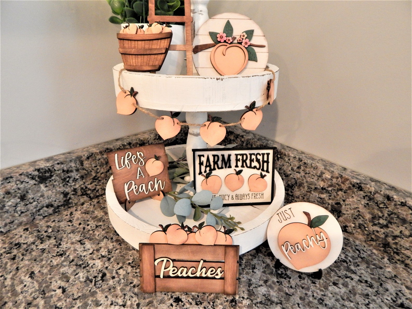 Peach Tiered Tray Decor Peach Decor Just Peachy - Etsy