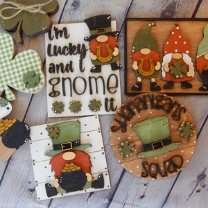 St. Patrick's Day Gnome Tiered Tray Set, Gnome Decor, Shamrock Decor ...