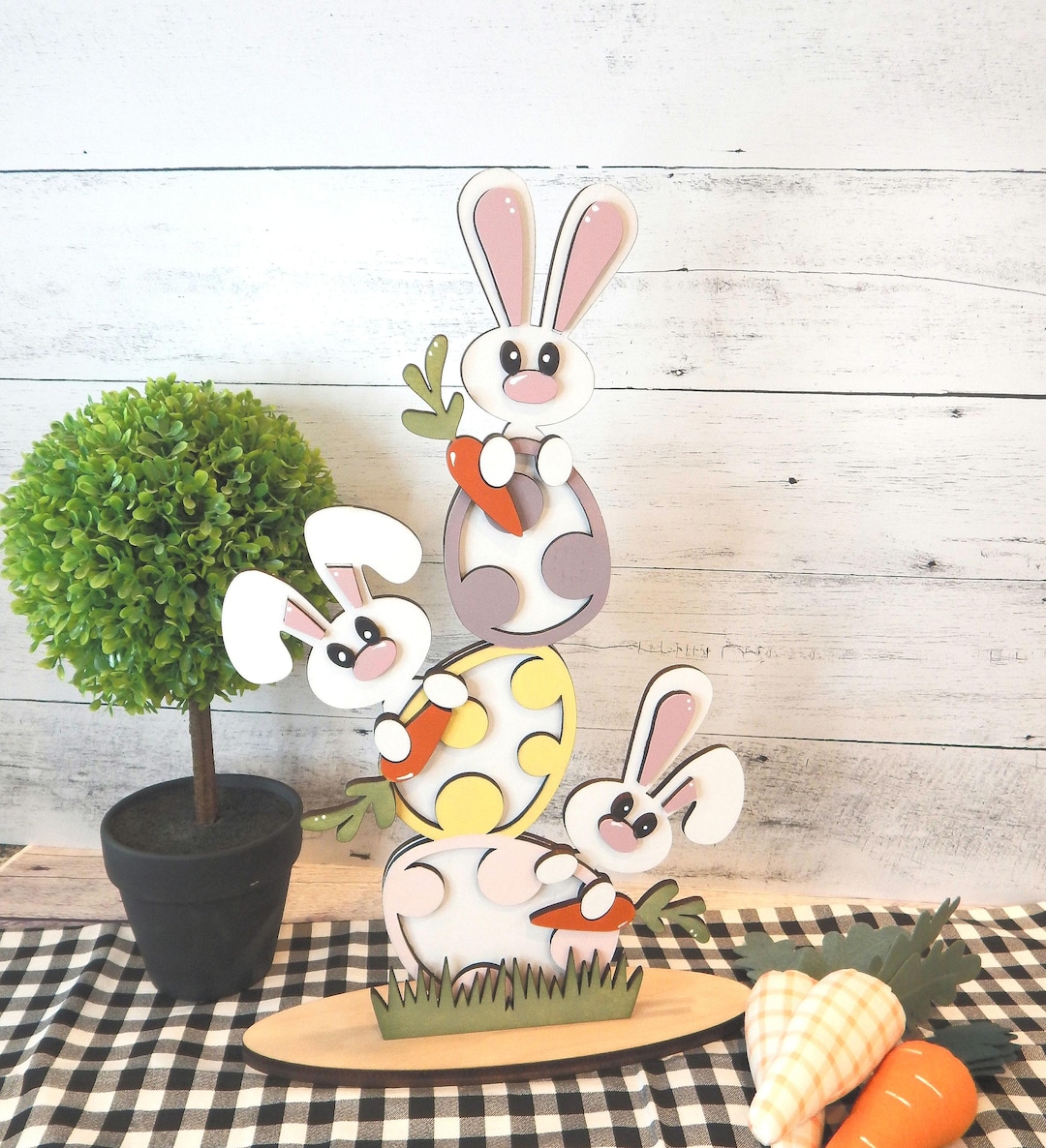 Easter Spring Bunnies With Eggs, Easter Decor, Spring Decor, Easter ...
