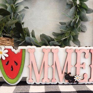 Summer Wood Block Watermelon Word, Summer Decor, Summer Watermelon With ...