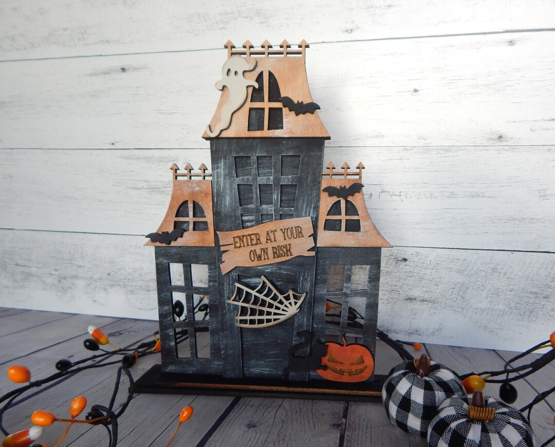 Standing Haunted Halloween House, Halloween Table Decor, Halloween ...