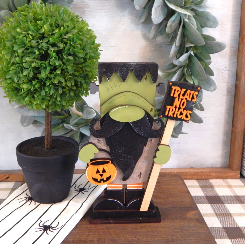 Trick or Treat Frankenstein, Halloween Home Decor - Etsy