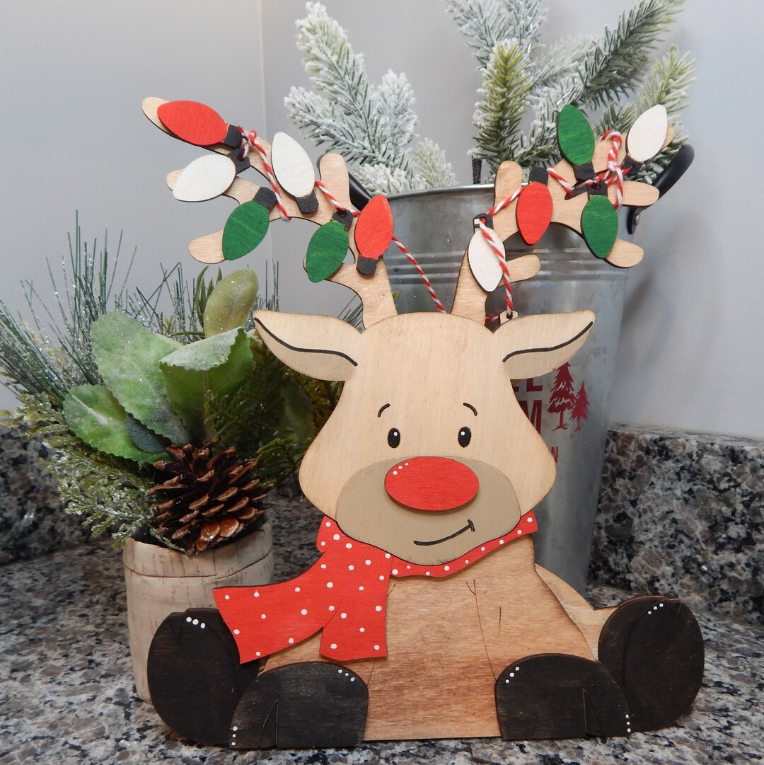 Wood Sitting Rudolph, Wood Christmas Decoration, Wood Rudolph Decor ...