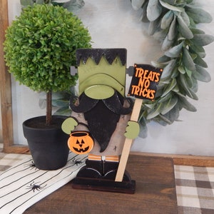 Trick or Treat Frankenstein, Halloween Home Decor - Etsy