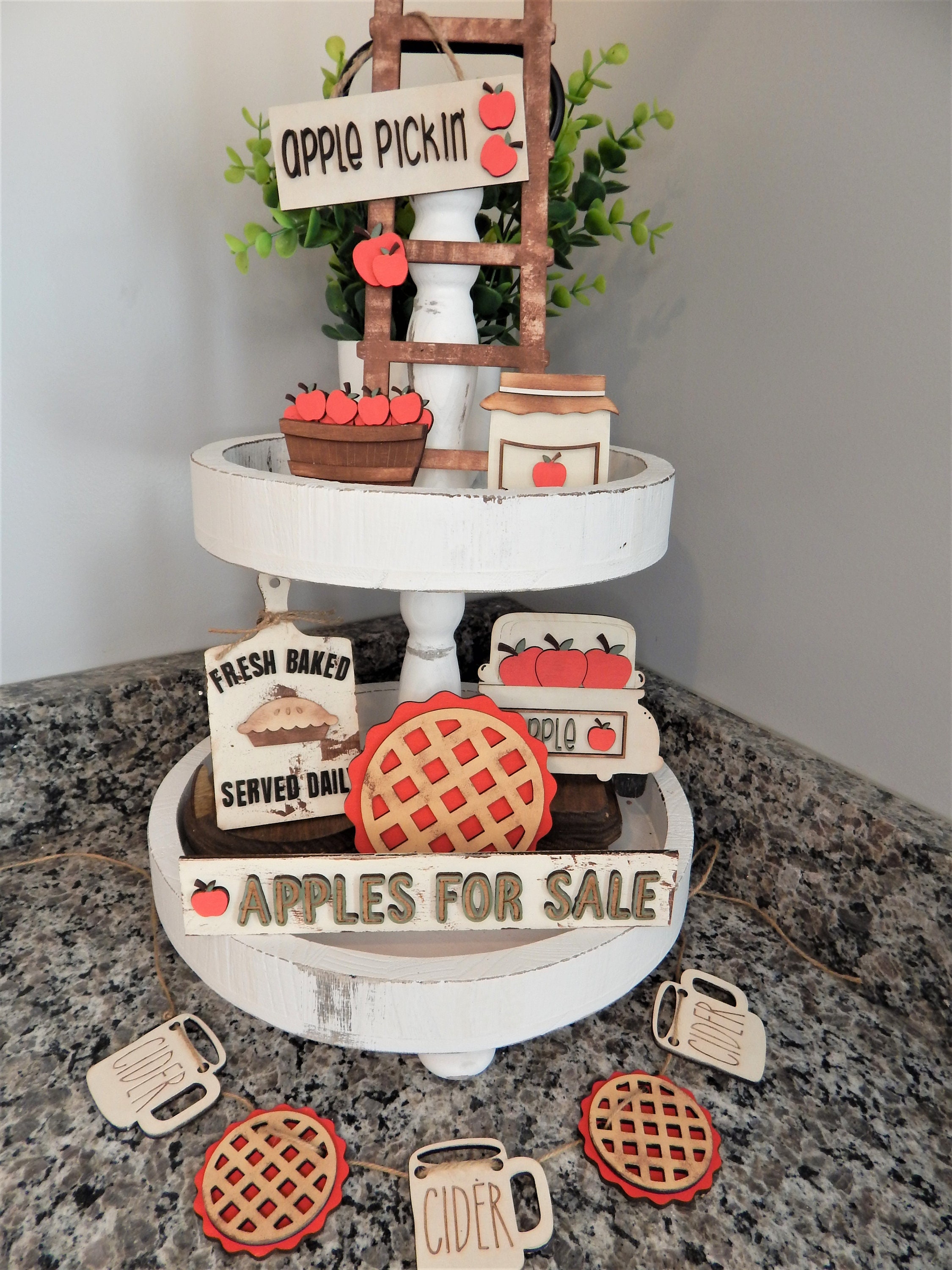 Apple tiered tray set Fall tiered tray Fall decor | Etsy