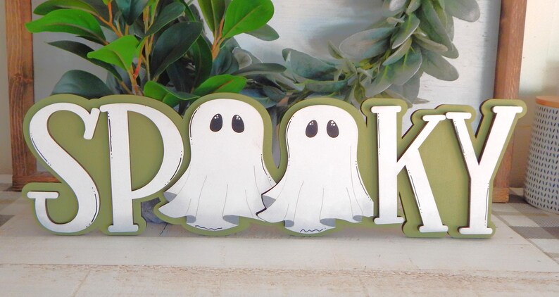 Spooky Halloween Word Display, Halloween Home Decor, Ghost Home Decor ...