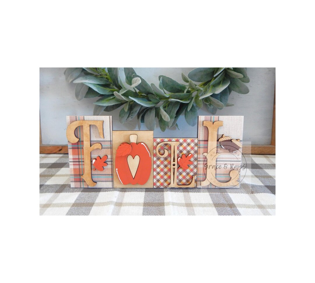 Handmade FALL Wood Sign – Rustic Autumn Decor With Pumpkin & Plaid ...