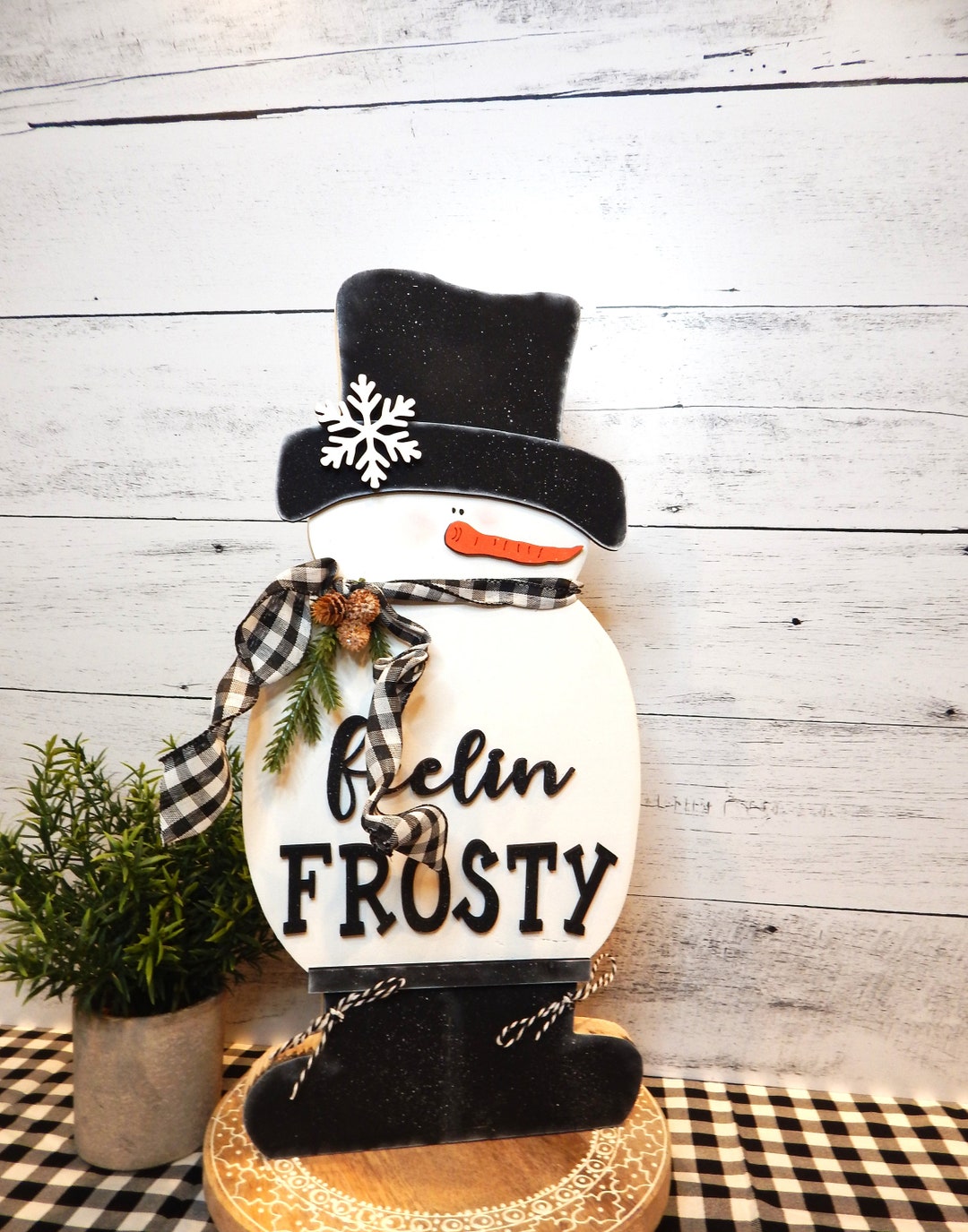 Feeling Frosty Wood Snowman, Winter Decor - Etsy