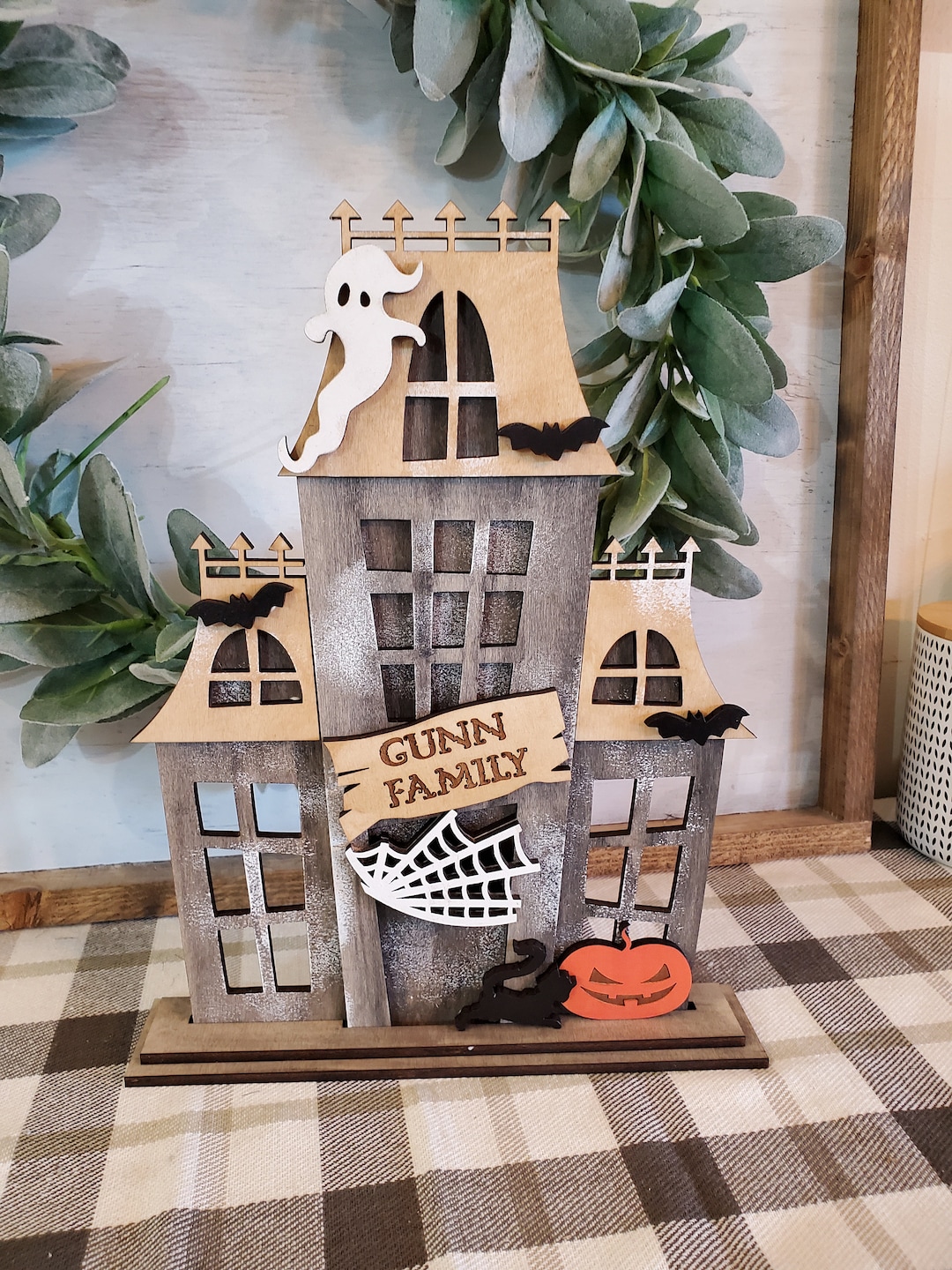 Personalized Standing Haunted House, Halloween Table Decor - Etsy