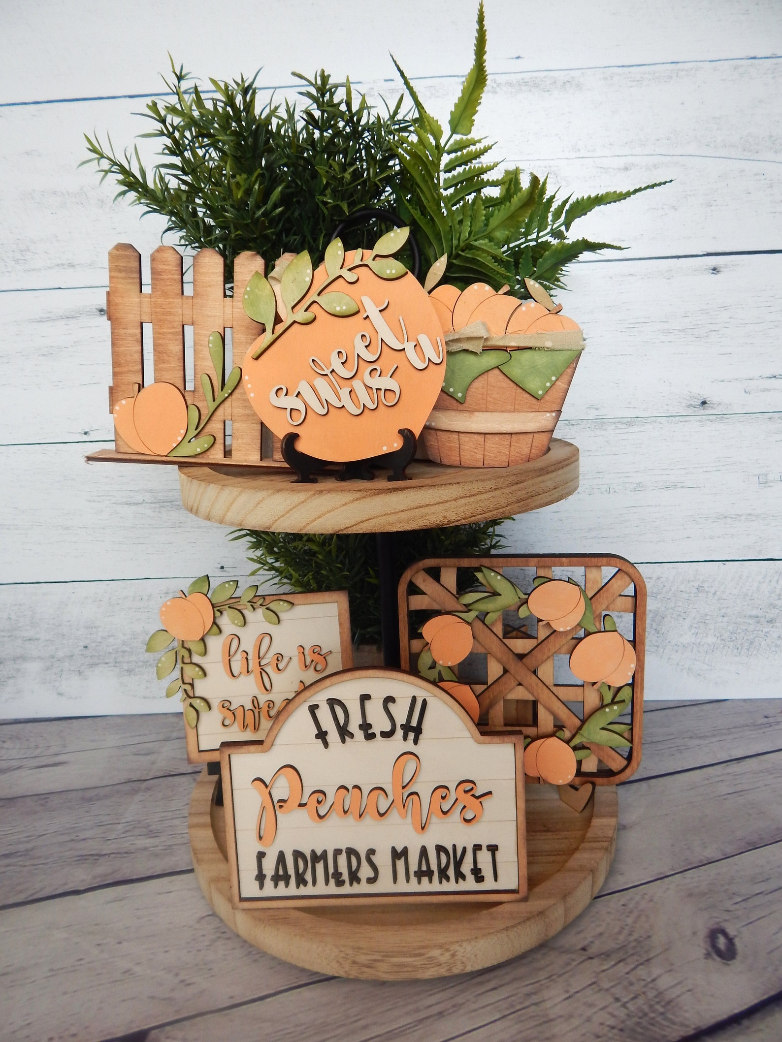 Peach Tiered Tray Set Summer Tiered Tray Spring Tiered Tray - Etsy