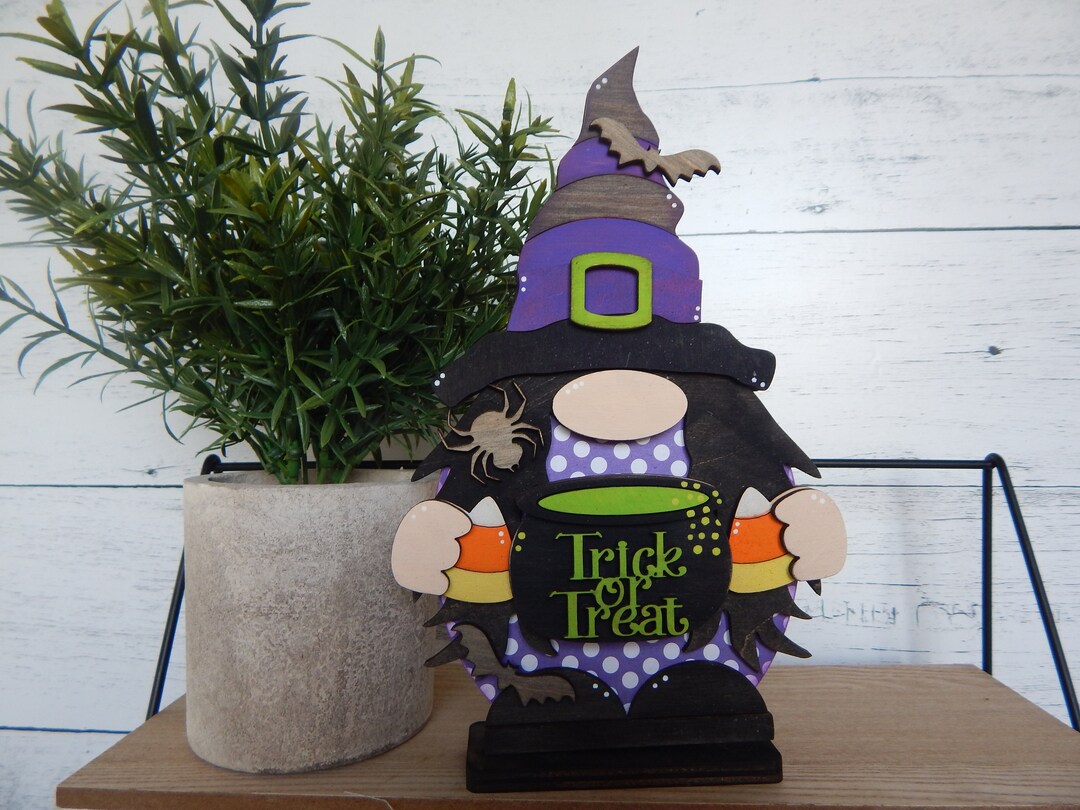 Halloween Witch Gnome for Tiered Trays, Witch Gnome for Table Decor ...