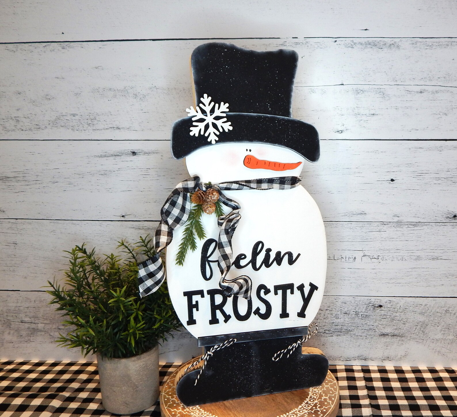 Feeling Frosty Wood Snowman Winter Decor - Etsy