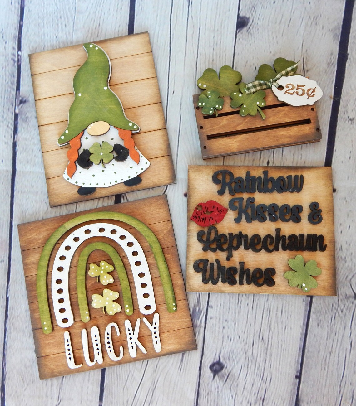 St. Patrick's Day Leprechaun Tiered Tray Set, Shamrock Décor ...