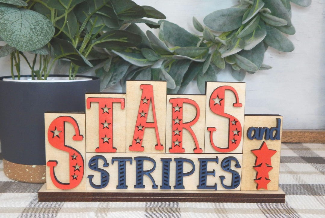 Stars and Stripes 4th of July Word Block, 4th of July Home Decor - Etsy