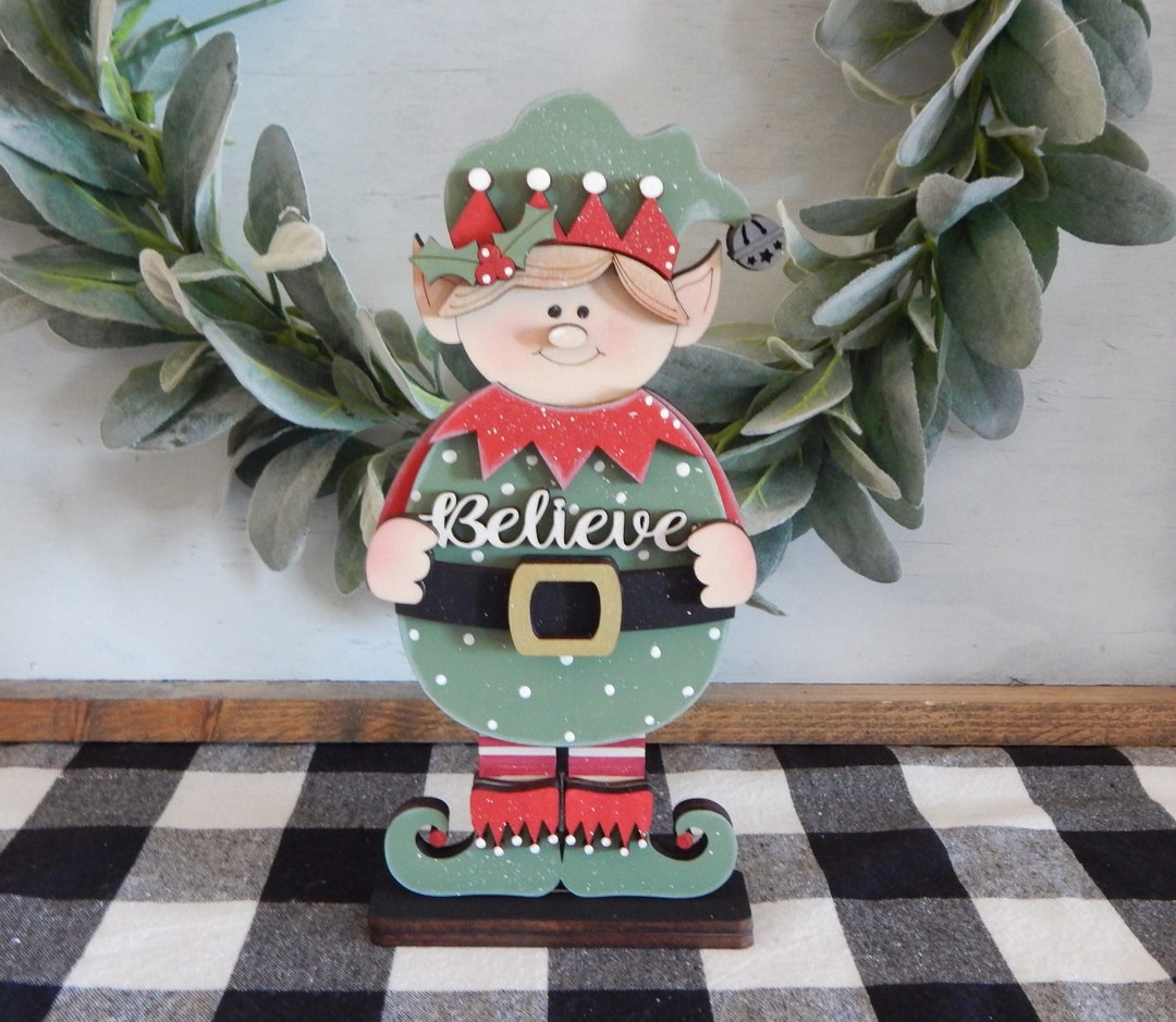 Wood Christmas Elf Shelf Sitter Decor, Wood Christmas Decor - Etsy