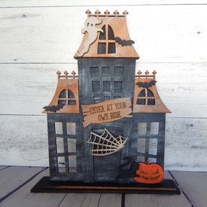 Standing Haunted Halloween House, Halloween Table Decor, Halloween ...