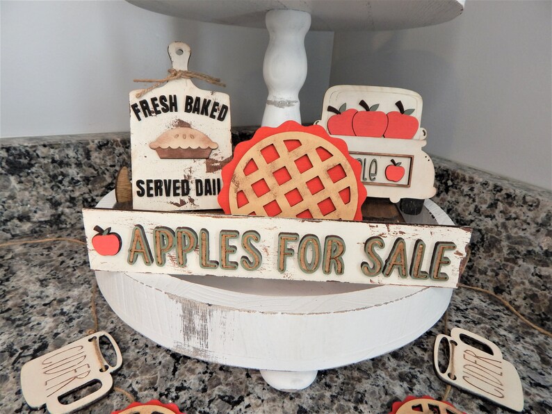 Apple Tiered Tray Set Fall Tiered Tray Fall Decor | Etsy