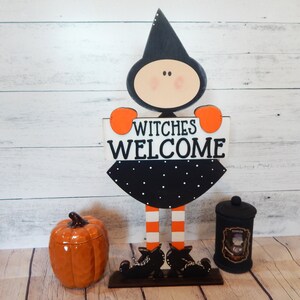 Halloween Welcome Standing Witch, Halloween Decor, Wood Halloween Decor ...