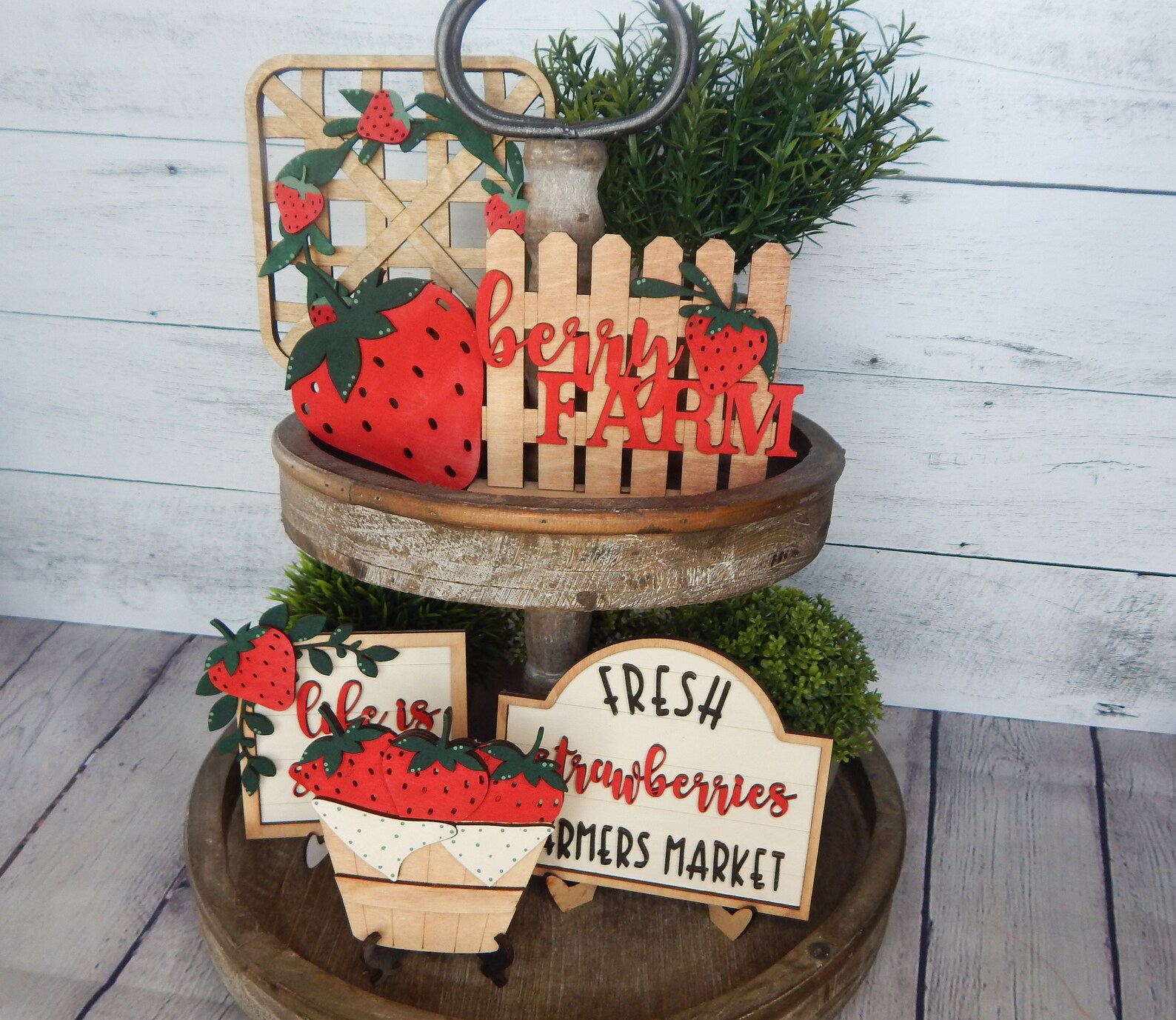 Summer Strawberry Tiered Tray Tiered Tray Set Strawberry - Etsy