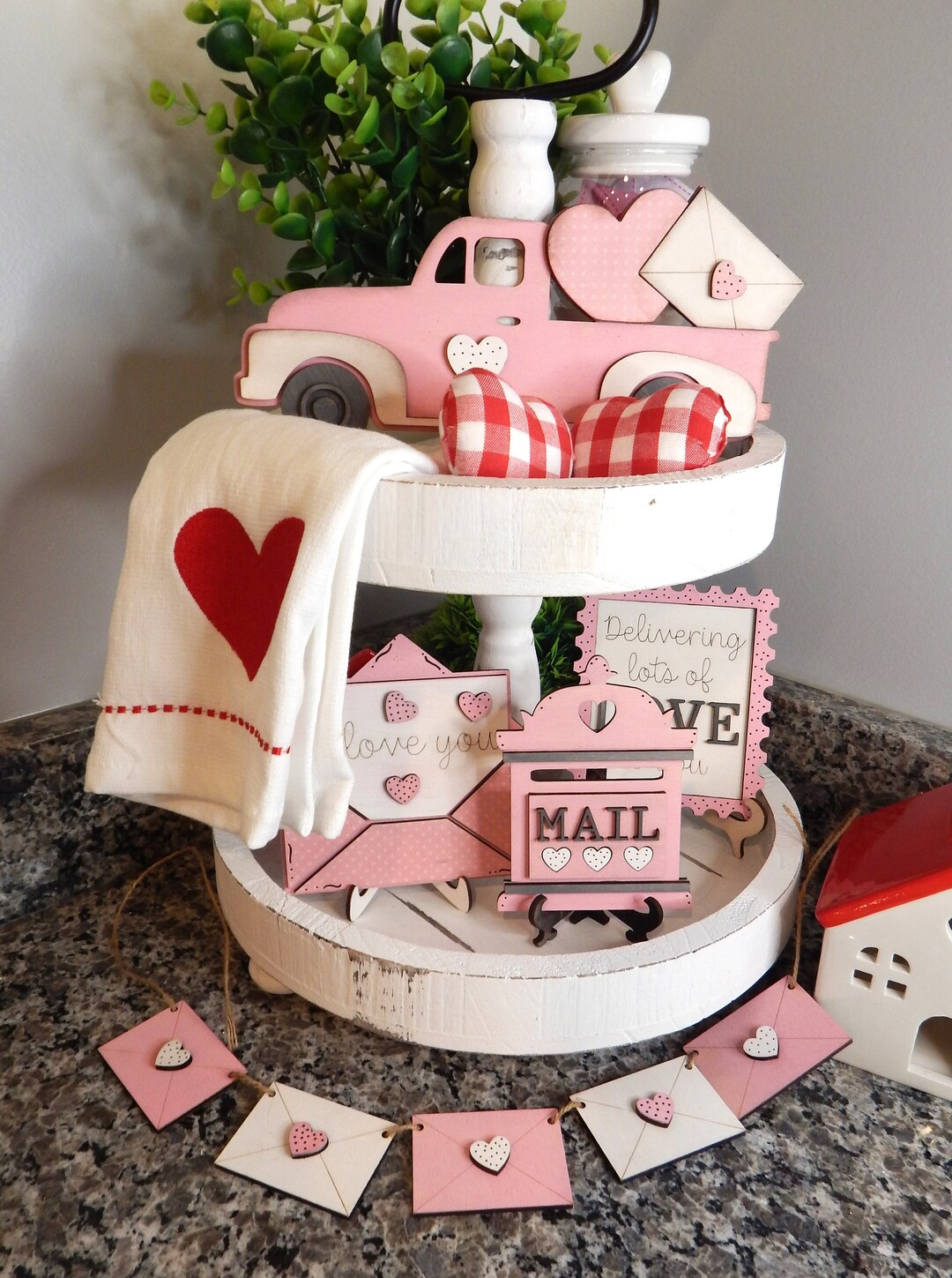 Delivering Lots of Love Valentine's Day Tiered Tray Set, Valentines ...